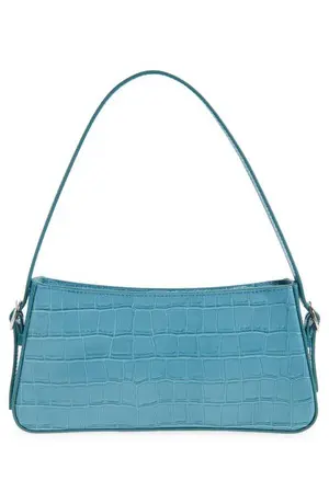 Coperni Croc Embossed Leather Baguette Bag - Blue Blu
