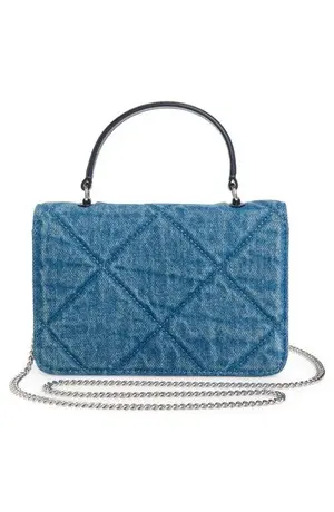 Tory Burch Mini Kira Diamond Quilted Denim Tote