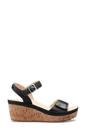 Samuel Hubbard Portola Two-strap Wedge Sandal - Black Leather/black Leather