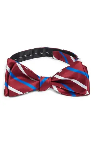 CLIFTON WILSON Striped Silk Bow Tie - Maroon
