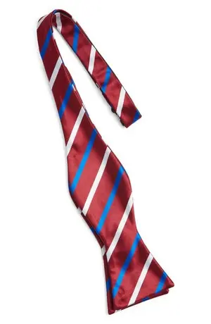 CLIFTON WILSON Striped Silk Bow Tie - Maroon