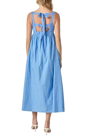 English Factory Tie-back Mixed Media Dress