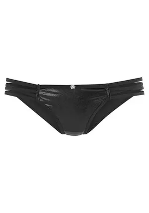 LASCANA Faux Leather Bikini Brief - Black