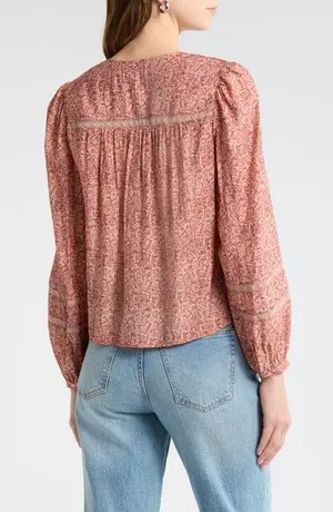 Paige Floral Print Split-neck Blouse