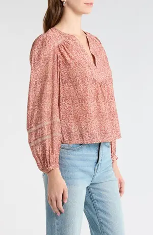 Paige Floral Print Split-neck Blouse