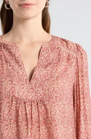 Paige Floral Print Split-neck Blouse