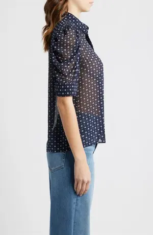 FRAME Gillian Print Silk Shirt - Navy Multi