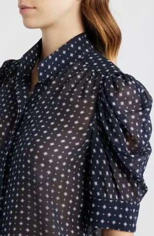 FRAME Gillian Print Silk Shirt - Navy Multi