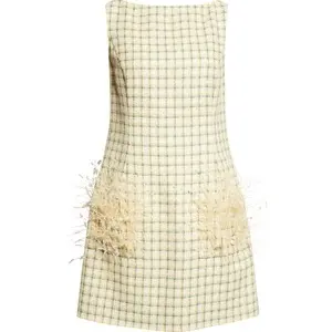 Oscar De La Renta Check Tweed Minidress - Butter Multi