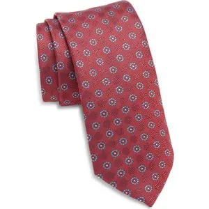 Canali Floral Silk Tie - Red