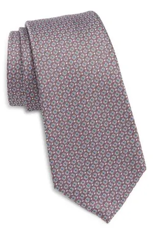 Canali Floral Medallion Silk Jacquard Neck Tie - Pink