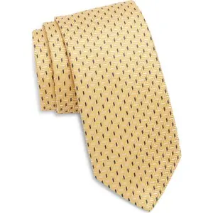 Canali Herringbone Silk Neck Tie - Yellow