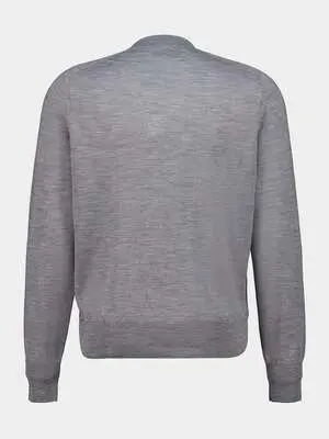 Ami Extrafine Merino Wool Crewneck Sweater - Grey