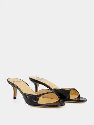 FRANCESCO RUSSO Mule In Watersnake Leather - Black