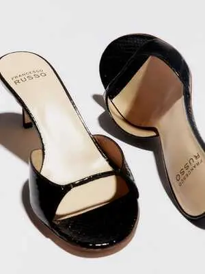 FRANCESCO RUSSO Mule In Watersnake Leather - Black