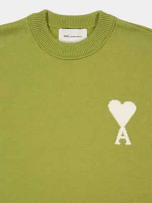 AMI Paris De Coeur Crewneck Sweater - Green