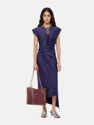 Rabanne Jersey Midi Dress With Piercing - Blue