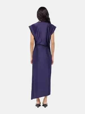 Rabanne Jersey Midi Dress With Piercing - Blue