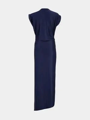 Rabanne Jersey Midi Dress With Piercing - Blue