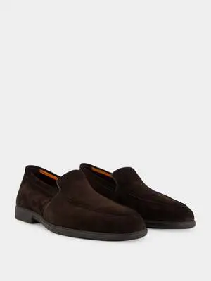 Santoni Suede Calf Leather Loafers