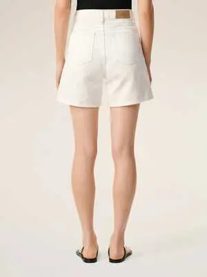 AMI Paris Cotton Twill Shorts With Heritage Label - Cream