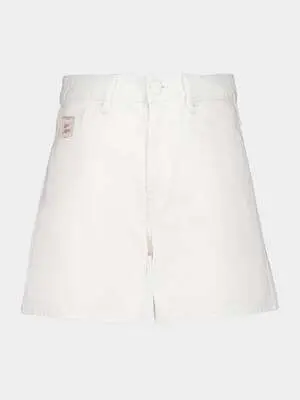 AMI Paris Cotton Twill Shorts With Heritage Label - Cream