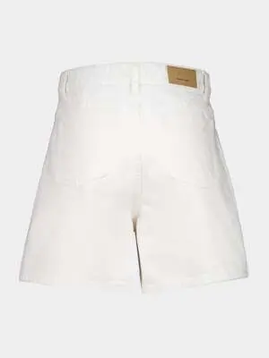 AMI Paris Cotton Twill Shorts With Heritage Label - Cream