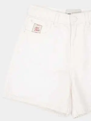 AMI Paris Cotton Twill Shorts With Heritage Label - Cream