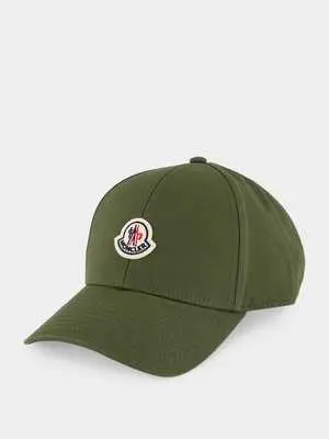 Moncler Olive Cotton Gabardine Baseball Cap - Green
