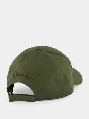 Moncler Olive Cotton Gabardine Baseball Cap