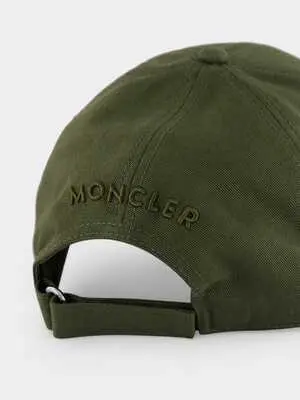 Moncler Olive Cotton Gabardine Baseball Cap