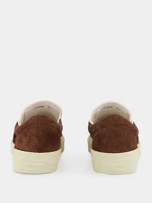 TOM FORD Perforated Suede Jude Slip-on Sneakers - Brown