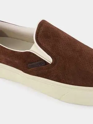 TOM FORD Perforated Suede Jude Slip-on Sneakers - Brown