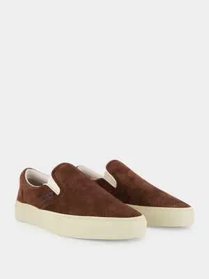 TOM FORD Walnut And Cream Perforated Suede Jude Slip-on Sneaker - Brown