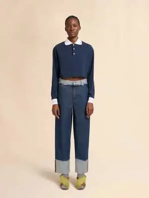 Marni Inside-out Wide Leg Denim Jeans - Blue