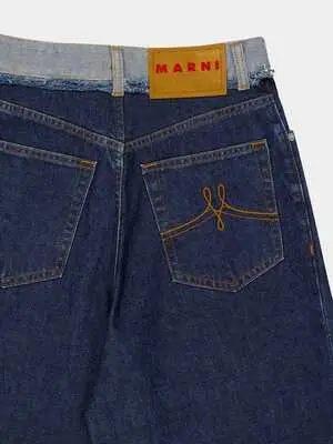 Marni Inside-out Wide Leg Denim Jeans - Blue