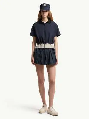 Moncler Cropped Cotton Piquet Polo Shirt - Blue