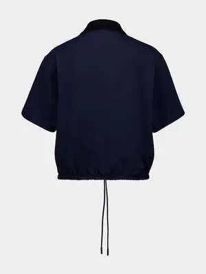 Moncler Cropped Cotton Piquet Polo Shirt - Blue