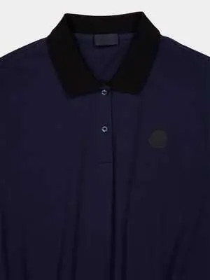 Moncler Cropped Cotton Piquet Polo Shirt - Blue