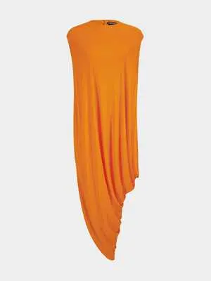 TOM FORD Fluorescent Jersey Asymmetric Sleeveless Dress - Orange