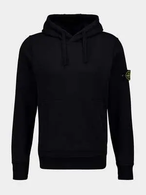 Stone Island Organic Cotton Fleece Hooded Sweatshirt - Black