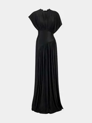 Rabanne Satin Jersey Maxi Dress - Black