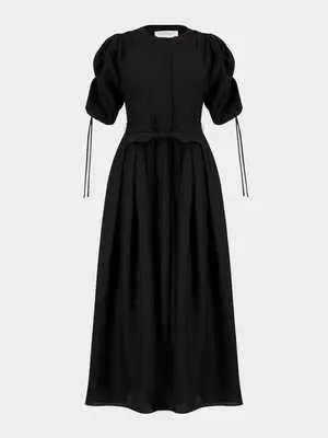 Gabriela Hearst Linnea Maxi Dress In Aloe Linen - Black