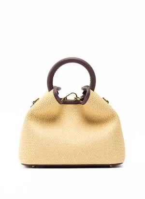 ELLEME Baozi Raffia/leather Natural - Blackberry