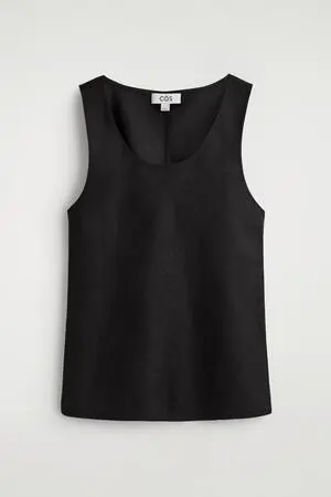 Cos Linen Tank Top - Black