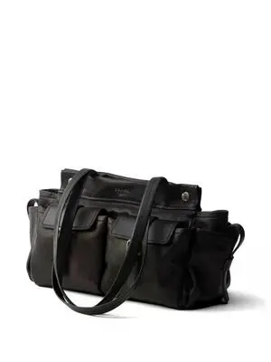 Prada Route Medium Leather Tote Bag - Black