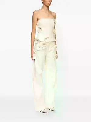 David Koma 3d Flower Denim Trousers