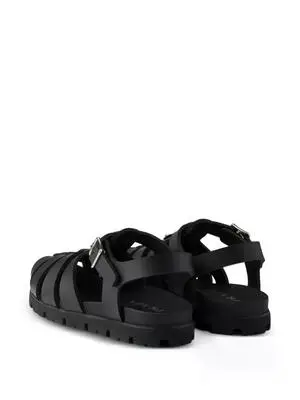 Prada Rubber Fisherman Sandals With Triangle Logo - Black