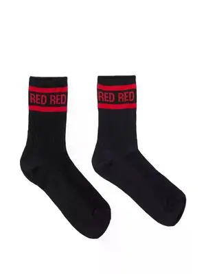 Red Valentino Striped Crew Socks - Black