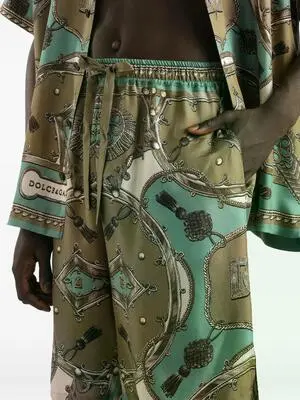 Dolce & Gabbana Printed Silk Drawstring Shorts